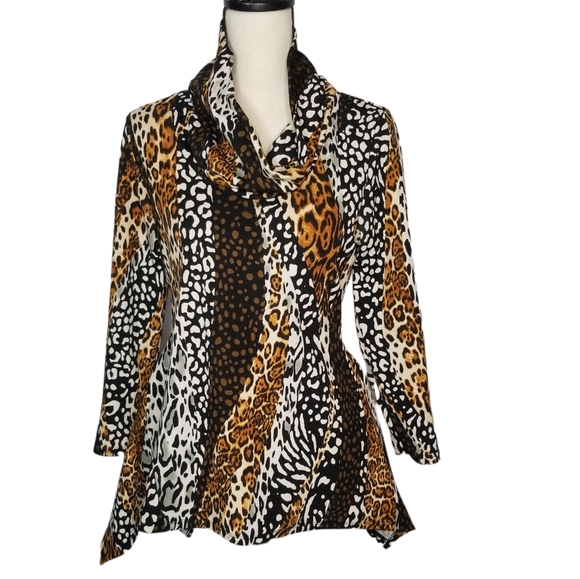 Robert Louis | Tops | Robert Louis Womens Animal Print Mock Cowl Neck ...